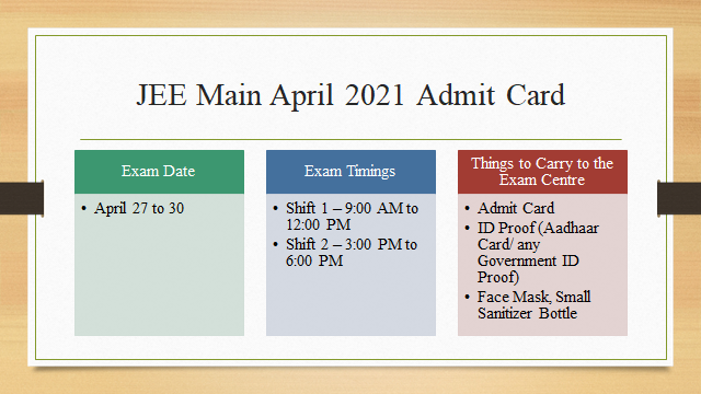JEE Main April Admit Card 2021: New Date, Direct Link to Download JEE ...