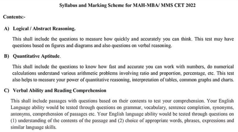 MAH MBA CET 2022 Syllabus (PDF): Check Subject-Wise Syllabus ...