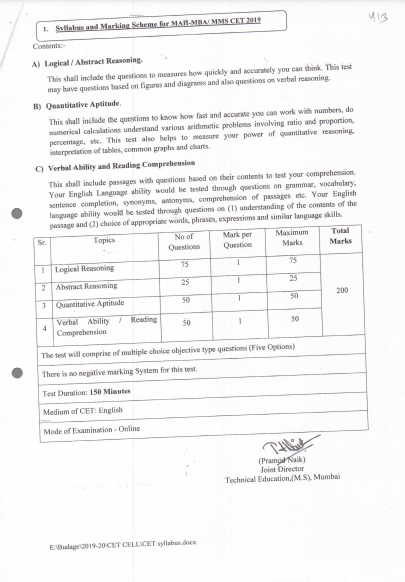 MAH MBA CET 2022 Syllabus (PDF): Check Subject-Wise Syllabus ...